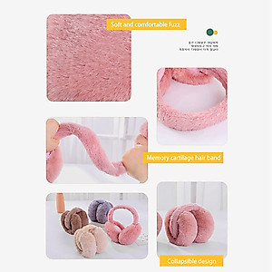 Surakey Girl Earmuffs Winter Foldable Adjustable Ear Covers Soft Plush Ear Muff Warmer Fleece Lining for Home Outdoor (Black)