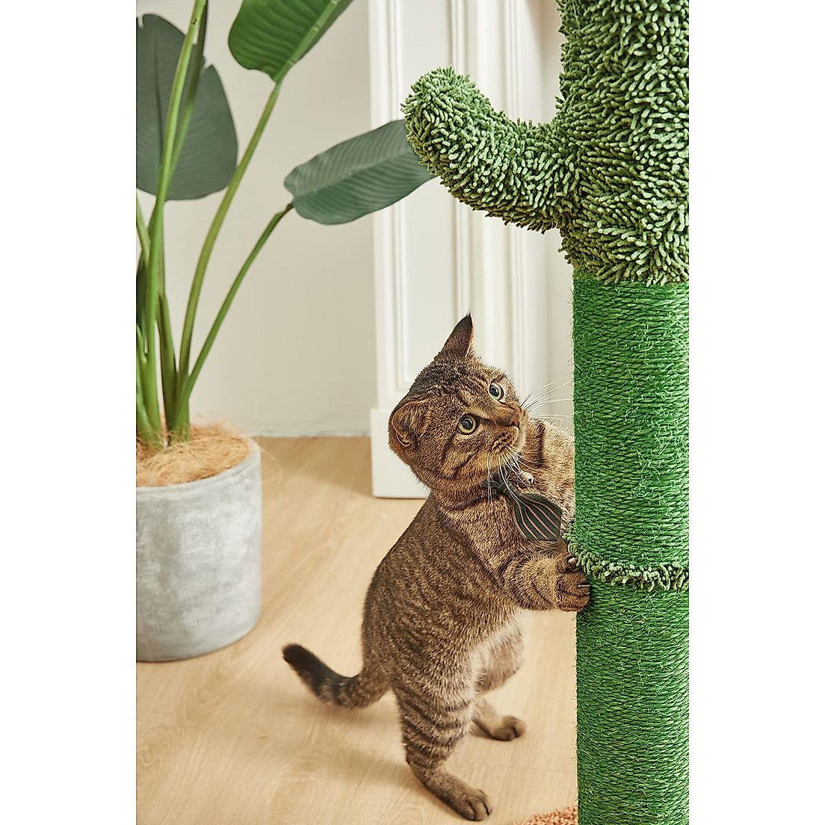 34" Cactus Cat Scratching Post with Dangling Ball for All Cats Large Version Brown