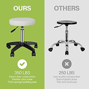 Adjustable Hydraulic Rolling Swivel Salon Stool Chair Tattoo Massage Facial Spa Stool Chair Black (White)