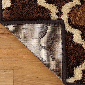 SUPERIOR Indoor Large Area Rug for Kitchen, Bedroom, Living Room, Entryway, Hallway with Jute Backing, Perfect for Hardwood Floors- Viking Modern Geometric Trellis Design, 5 ft. x 8 ft., Coffee