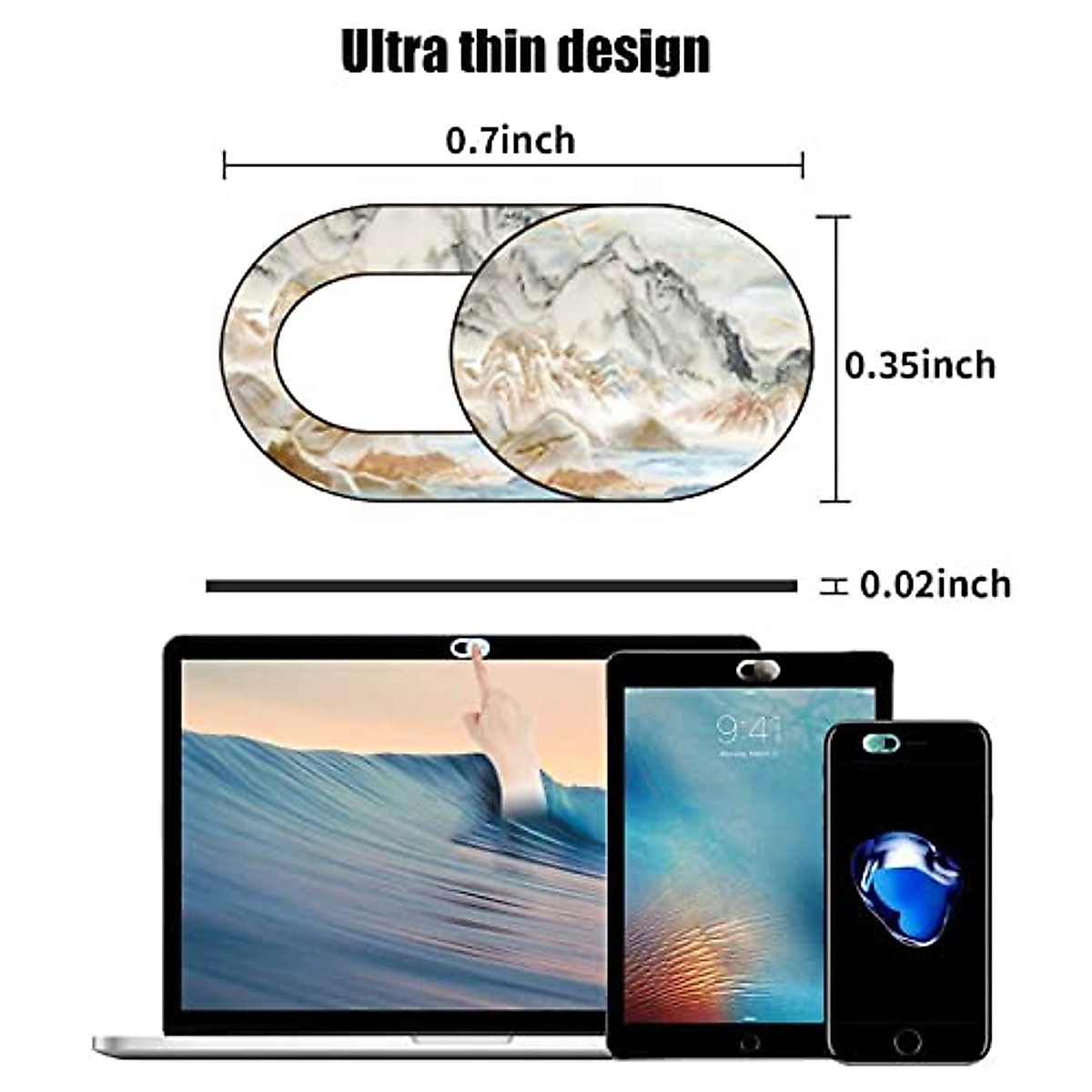 Anoys Webcam Cover 8 Pack, Ultra-Thin Camera Cover Privacy Protector, Cover Slide for Laptop/Mac/MacBook Air/iPad/iMac/PC/Cell Phone, Webcam Covers Laptop Accessories - Marble Texture