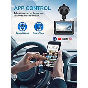 Dash Cam, FHD 1080P Mini Dash Camera for Cars with WiFi, 2.45" IPS Screen, Night Vision, WDR, Loop Recording, G-Sensor Lock, 170°Wide Angle and Parking Monitor