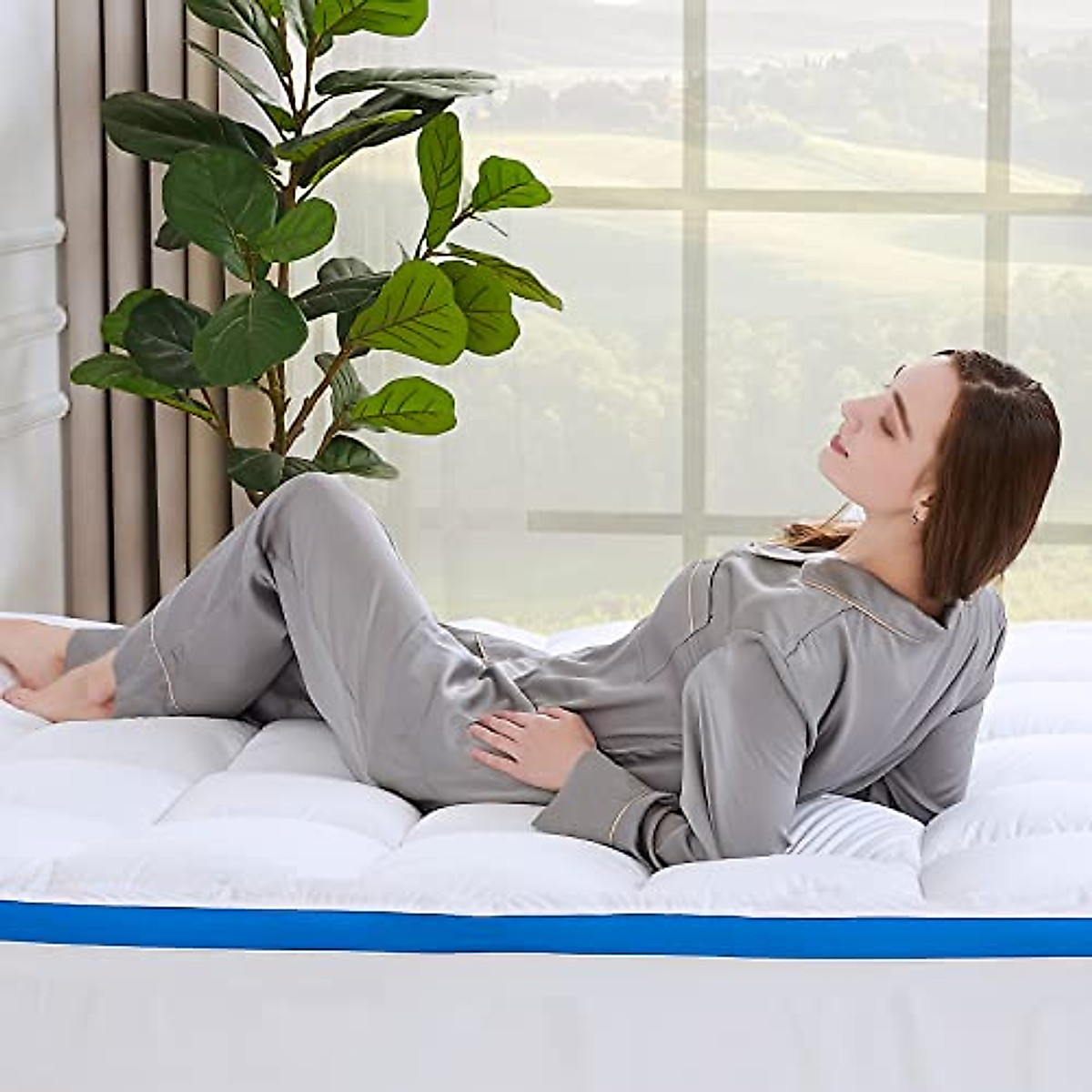 CYMULA Mattress Topper Queen: 3D Pillow Top Mattress Topper Queen Size Bed Soft Mattress Topper 8-21 inch Deep (60 * 80 inch)