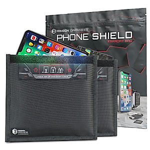 Mission Darkness Non-Window Faraday Bag for Phones (2-Pack) // Signal Blocking Bag Prevents Hacking Tracking Spying, Device Shielding for Law Enforcement Military Digital Forensics, EMP CME Protection