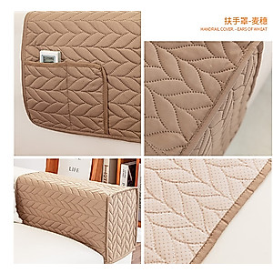 Anti-Slip Armrest Covers with 2 Pockets for Sofa Couch Armchair Caddy Organizer for Remote Control, Phone, Recliner Arm Protector Armrest Covers Set of 2 (Ear Dark Grey)