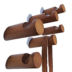 Eternal Nature Bamboo Wood Wall Hooks 6 Pack - Handmade Rustic Mounted Hooks - Heavy Duty Wooden Wall Hooks- Modern Decorative Entryway Hanger Peg Set for Hanging Coat Hat Cap Bag Backpack Clothes