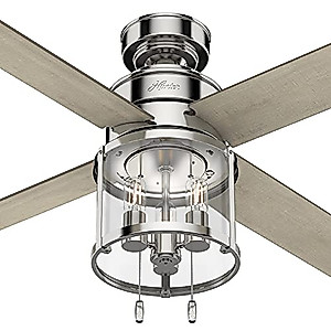 Hunter Fan Company 50269 Astwood Indoor Ceiling Fan with LED Light and Pull Chain Control, 52", Matte Black Finish