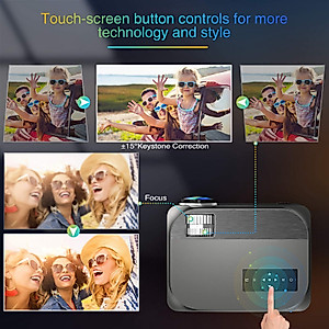 VILINICE Projector with 100" Projector Screen, Native 1080P 9000Lux Projector Full HD 100,000h Lamp Life Movie Projector Compatible with TV Stick, Roku, Smart Phone, HDMI, USB, VGA, AUX(Grey)