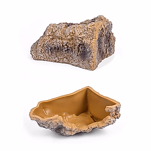 AWXZOM Reptile hideouts Come with Dinosaur Skull Hideout, Reptile Rock Reptile Cave Hideout Habitat Decor Ornament Shelter for Snake Geckos Lizards Bearded Dragon Turtle Snake Amphibians (Middle)