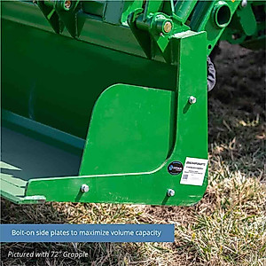Titan Attachments 60" Debris Grapple Bucket Attachment Fits John Deere Loaders, Hook and Pin Connection