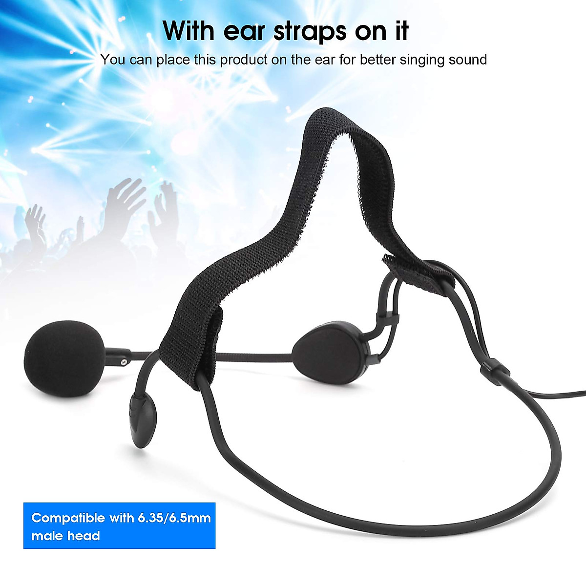 SYH&AQYE Microphone Headset, 6.35MM Connector Jack Headset Microphone with Ear Straps, Flexible Wired Boom, Anti Noise Microphone for WH20TQG Musical Instruments Guitar Drum Audio Mixer
