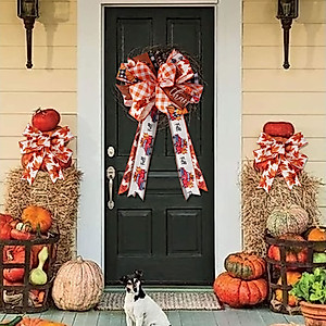 Fall Ribbon Wired 2.5In X 90Feet(6 Roll x 15 Ft),Fall Pumpkin/Truck/Thankful/Maple Leaves/Buffalo Plaid Burlap Ribbons,Farmhouse Fall Ribbon with Wire for Wreath Bows Autumn Thanksgiving Decor
