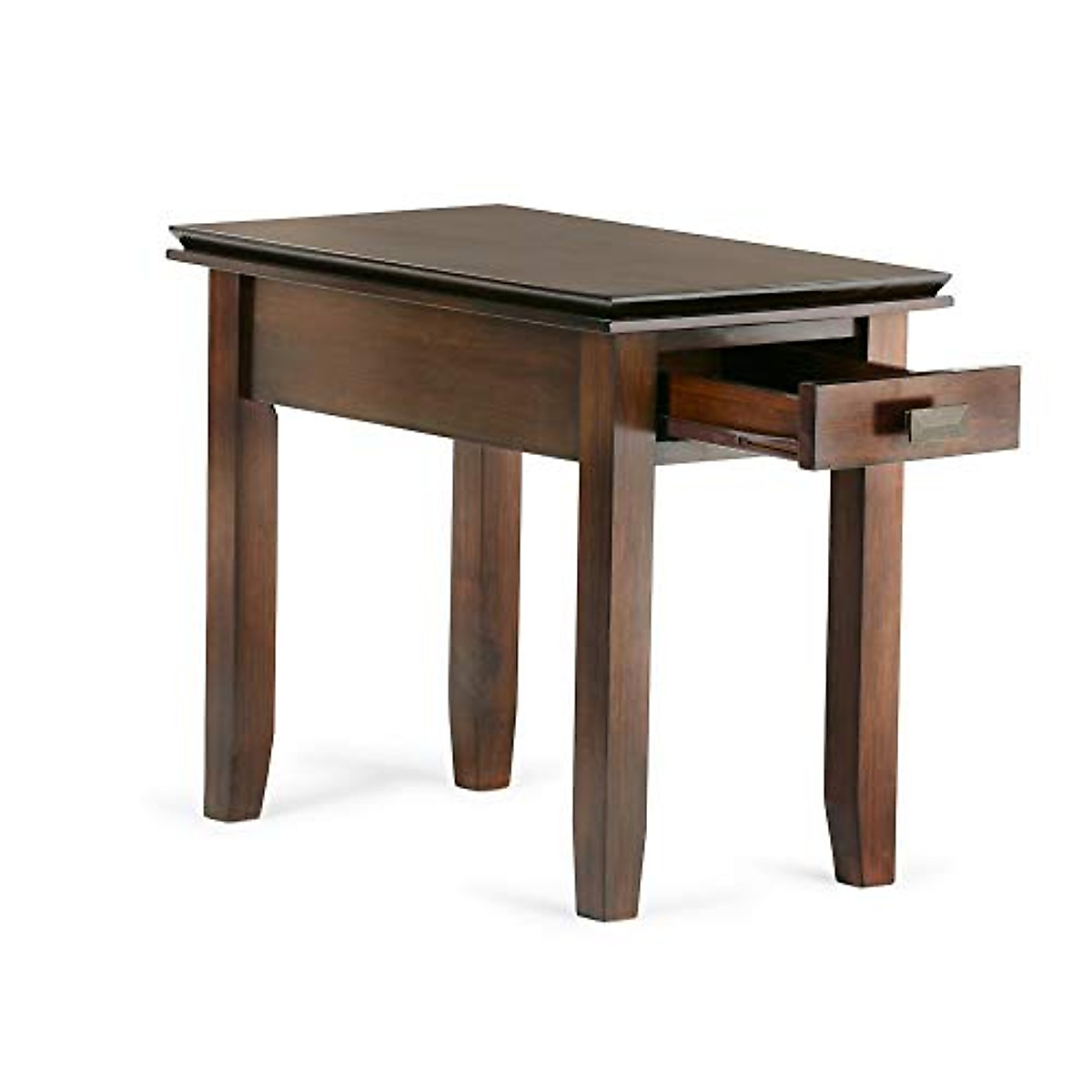 SIMPLIHOME Artisan SOLID WOOD 14 inch wide Rectangle Narrow End Side Table in Russet Brown with Storage, 1 Drawer, for the Living Room and Bedroom
