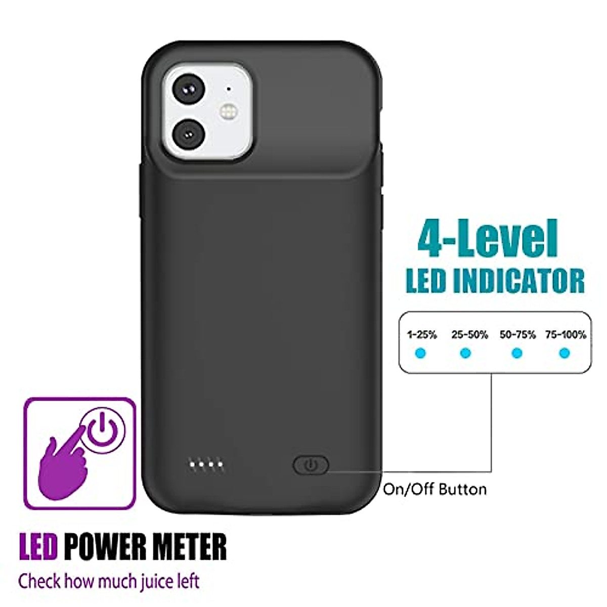 Battery Case for iPhone 11, 7000mAh Rechargeable Portable Power Charging Case for iPhone 11 (6.1 inch) Battery Pack Protective Charger Case (Black)