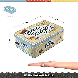 Nostalgic-Art Retro storage tin box flat, 84.5 oz, Cookies 'n' Biscuits – Gift idea for the kitchen, metal can with lid, vintage design