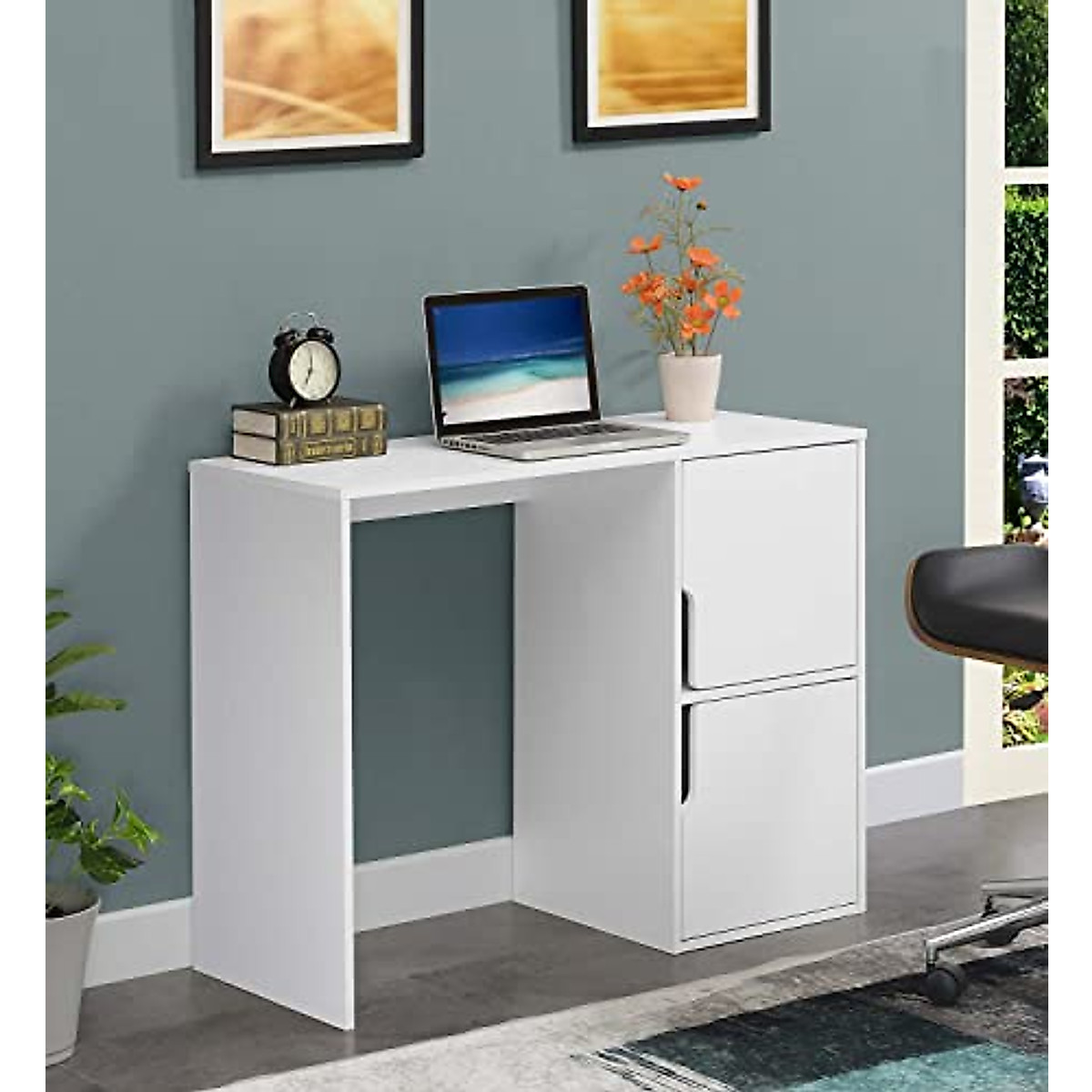 Convenience Concepts Designs2Go Student Desk with Storage Cabinets, White