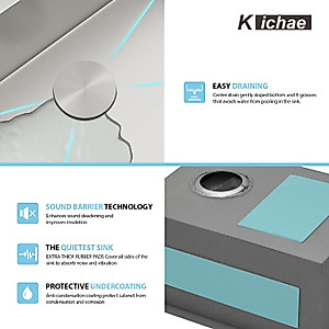 Kichae 15x17 Inch Stainless Steel Bar Prep Sink Undermount Single Bowl 16 Gauge Stainless Steel RV Kitchen Sink Round Corner Sink