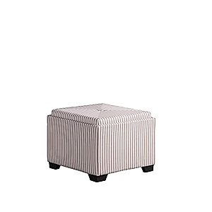 ORE International Inc. HB4774 17.5" Yellow and Gray Stripes Single Tufted Storage Ottoman