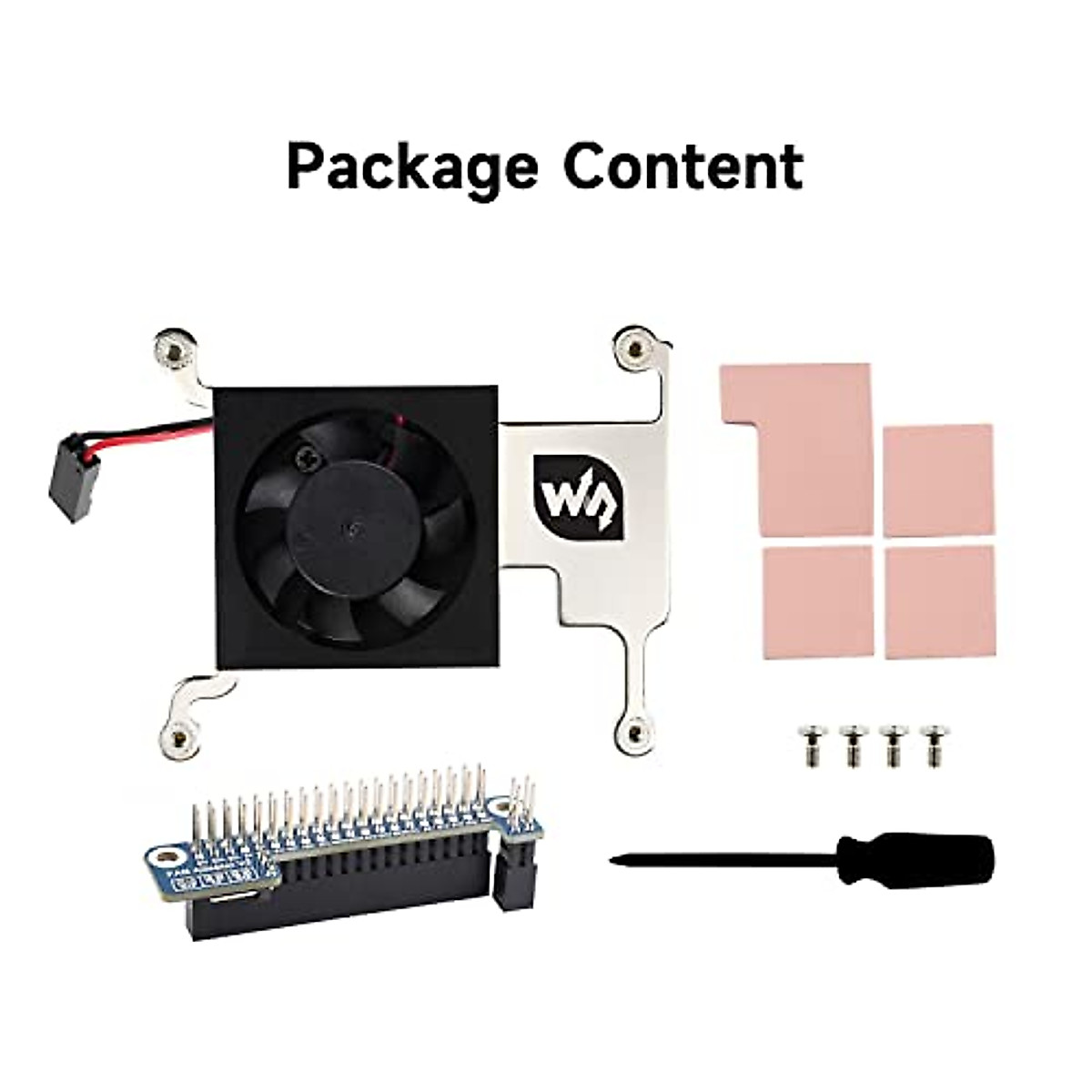 Waveshare Low-Profile CPU Cooling Fan for Raspberry Pi 4B/3B+/3B with Aluminum Alloy Bracket Include GPIO Adapter