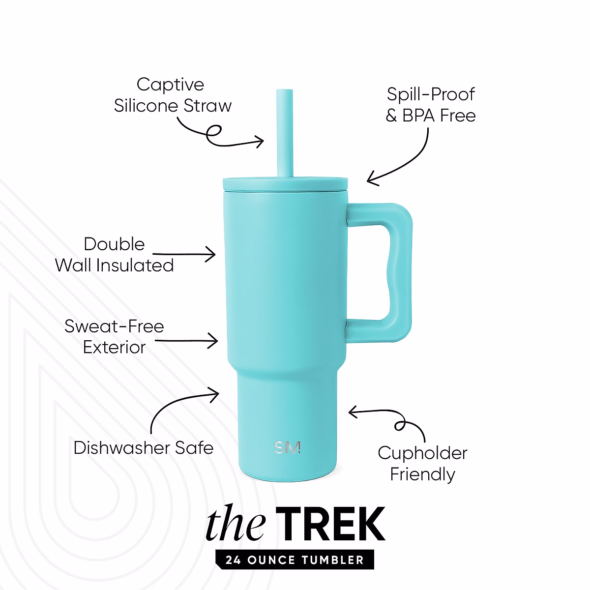 Simple Modern Kids 24 oz Tumbler with Handle and Silicone Straw Lid | Spill Proof and Leak Resistant | Reusable Stainless Steel Bottle | Gift for Kids Boys Girls | Trek Collection | Ocean Water