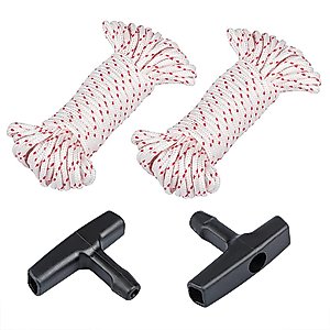 Sonku 2 Pack Recoil Starter Rope 10-Meter(Diameter:3.0mm), Pull Cord with 2 Pack Recoil Starter Handle for Husqvarna Stihl Poulan Lawn Mower Chainsaw/String Trimmer Edger Brush Cutter Engine Parts