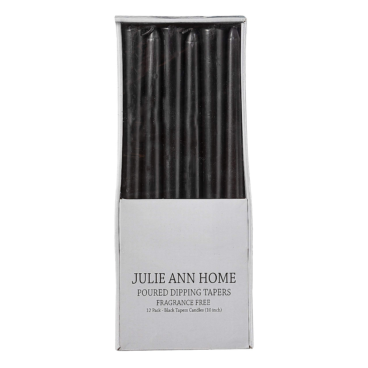 Unscented Black Taper Candles for Home – 10 Inch Tall Clean Burning Candlesticks | Perfect for Weddings, Parties, Home Décor | 12 Pack