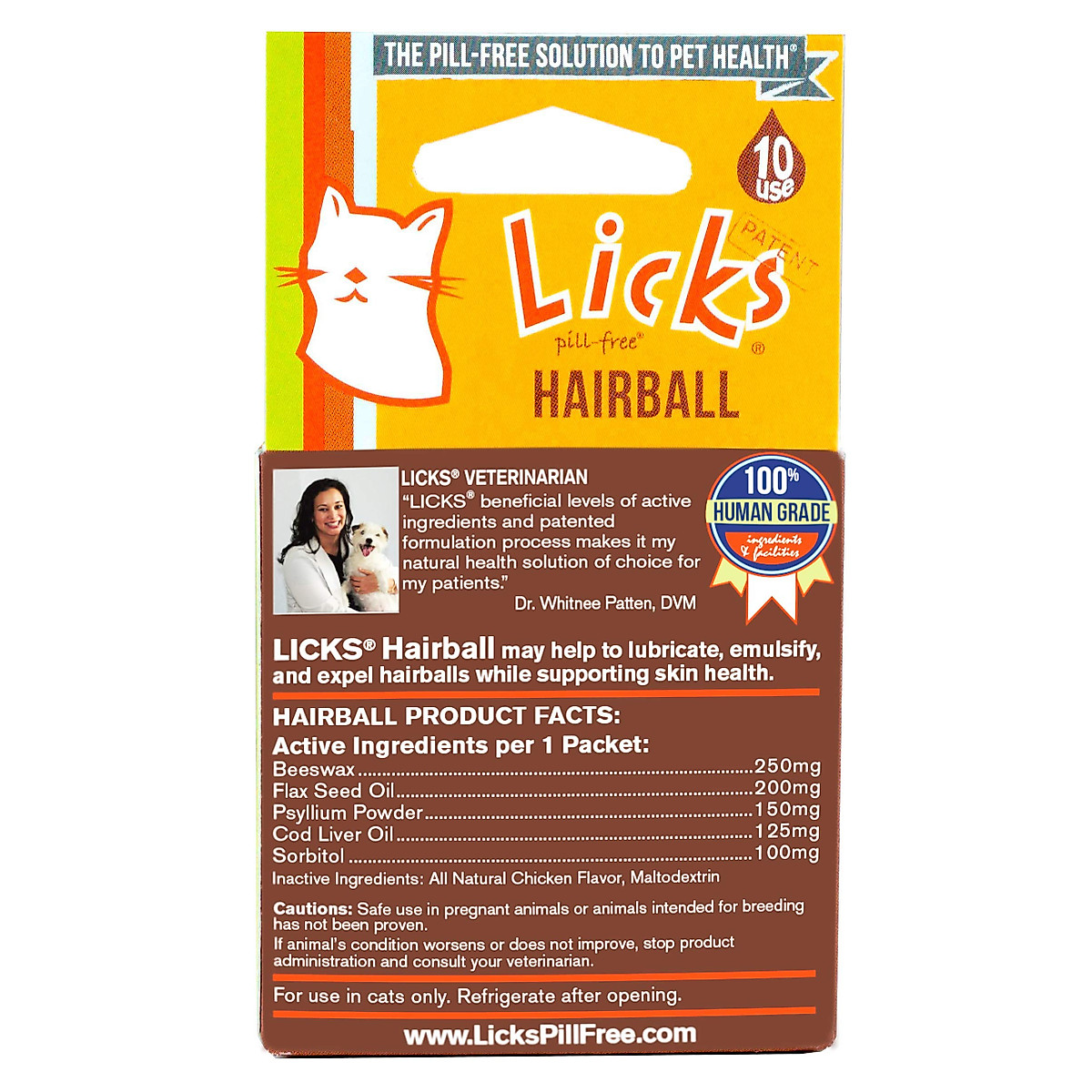 Licks - Hairball Remedy for Cats - Cat Hairball Treatment Containing Flax Seed Oil, Cod Liver Oil, and Sorbitol - LiquiPaks - 10 Use