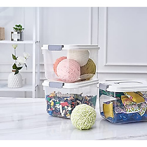 ZHENFAN 5.5 Quart Clear Storage Latch Box/Bin with Lids, 4-Pack Plastic Organize Bins with Handle, 5 Liter