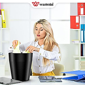 Wastenial 4pcs Plastic Round 1-Gallon Small Trash Can | Garbage Can Small, Wastebasket for Bathroom, Bedroom, Kitchen, Home Office, and Kids Room, Garbage Container Bin | Matte Black Trash Bin…