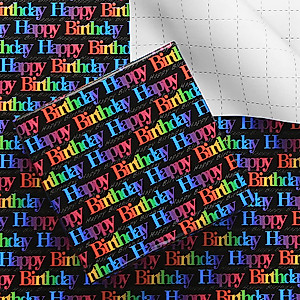 Happy Birthday Wrapping Paper For Kids Girls Boys Women Men, Gradient Color Gift Wrap Paper with Cut Lines on Reverse, Wrapping Paper Birthday 6 Sheets Folded Flat 20x28 inches per sheet