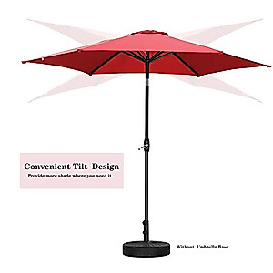 HYD-Parts 9FT Patio Umbrella Outdoor Table Umbrella,Market Umbrella with Push Button Tilt and Crank for Garden, Lawn, Deck, Backyard & Pool (Red)