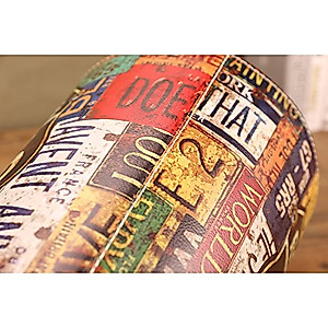 HMANE Wastebasket, Decorative Round Waterproof Litchi Leather Trash Can Paper Garbage Container Bin for Living Room - (Pattern-2)