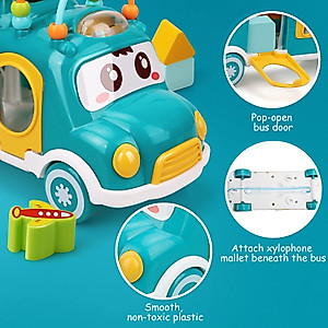 TOY Life Baby Toys 12-18 Months Baby Xylophone Toys Kids Xylophone Baby Toys 6 to 12 18 Months Toys Musical Instruments with Shape Sorter & Building Blocks Shape Sorting Bus Baby Learning Bus