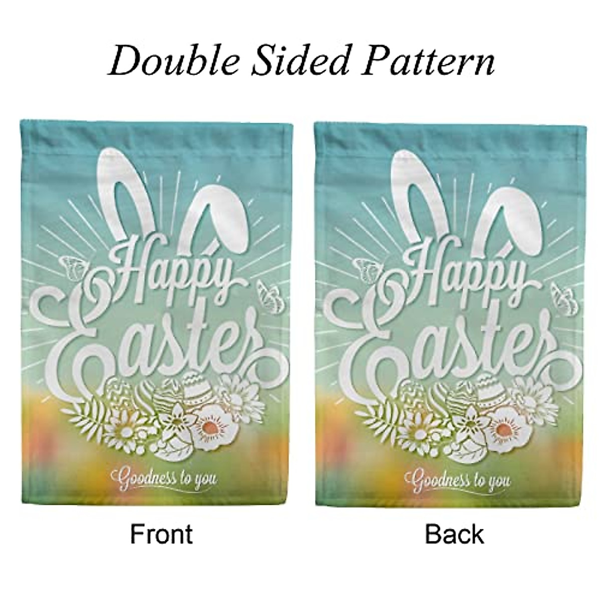 My Little Nest Seasonal Garden Flag Happy Easter Rabbit Flowers Double Sided Vertical Garden Flags for Home Yard Holiday Flag Outdoor Decoration Farmhouse Banner 28"x40"