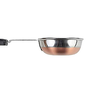 Khandekar Stainless Steel Spice Heating Tadka Frying Pan with Copper Bottom and Red Handle - 11 inch (28 cm)