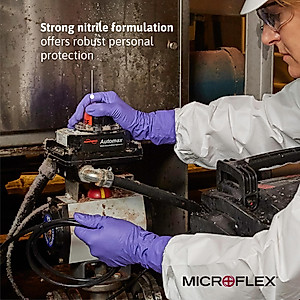 Microflex SU-690 Disposable Nitrile Gloves, Latex-Free, Powder-Free Glove for Cleaning, Mechanics, Automotive, Industrial, or Medical applications, Violet, Size X-Large, Box of 100 Units
