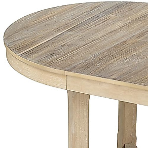 WOZNLA 5-Piece Dining Table Set - Round to Oval Extendable Butterfly Leaf Wood Table with 4 Upholstered Dining Chairs with Armrests - Ideal for Kitchen and Family Gatherings