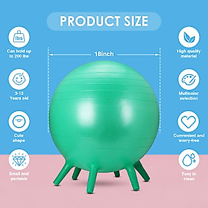 10 Pack Balance Chairs for Kids Flexible Seating for Classroom Balance Children's Exercise Ball Chair Stability Ball Chairs with Legs for Classroom Elementary School Students Sitting, 18 Inch