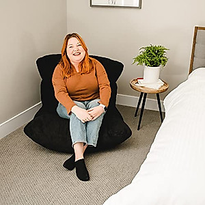 Big Joe Roma Bean Bag Chair, Black Plush, Soft Polyester, 3 feet