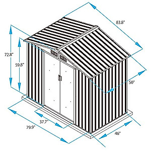 NBTiger 4.2’ x 7’ Large Outdoor Storage Shed, Sturdy Utility Tool Lawn Mower Equipment Organizer for Backyard Garden w/Gable Roof, Lockable Sliding Door, Vents - Grey