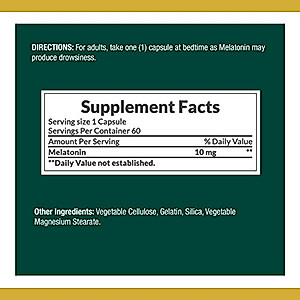 Melatonin by Nature's Bounty, 100% Drug Free Sleep Aid, Dietary Supplement, Promotes Relaxation and Sleep Health, 10mg, 60 Count(Pack of 2)