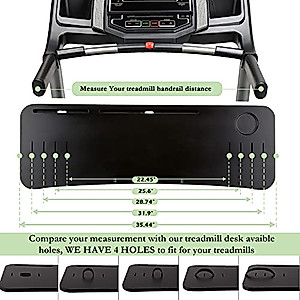 Nnewvante Treadmill Desk Attachment,Treadmill Laptop Holder for Tablets Laptops,Bamboo Laptop Stand for Treadmill Workstation Handrail up to 35.5", Black