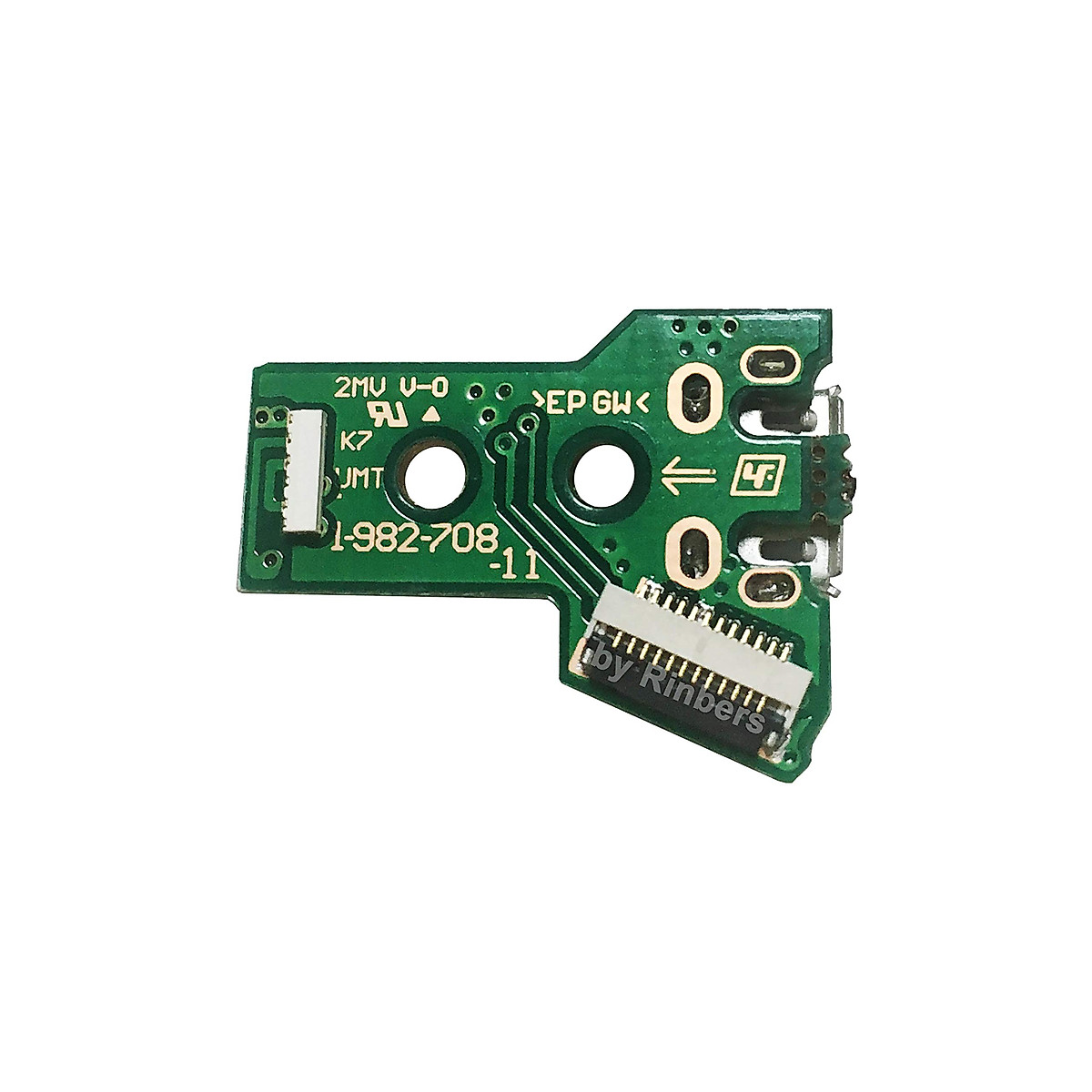 Rinbers® Pack of 2 JDS-050 JDS-055 Replacement Charging Port Micro USB Adaptor Charger Socket Circuit Board with 12 Pin Flex Cable for SONY PS4 5th Gen DualShock 4 Controller