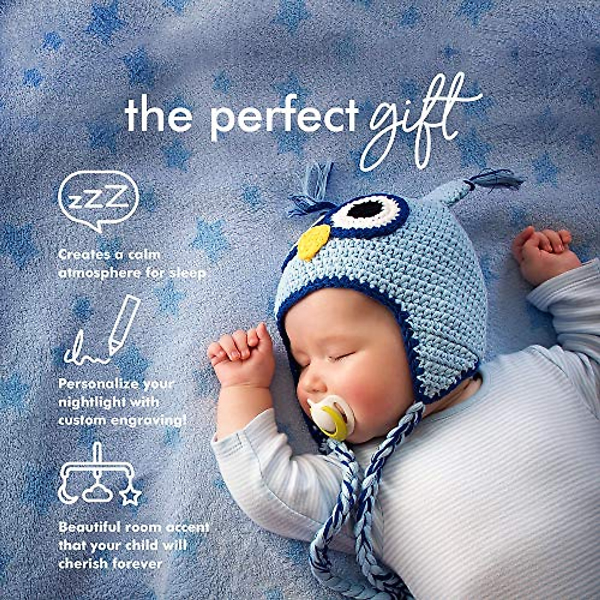 Personalized Night Light for Kids Girls Boys Customized Gifts for Baby Boy Bedroom Moon and Stars