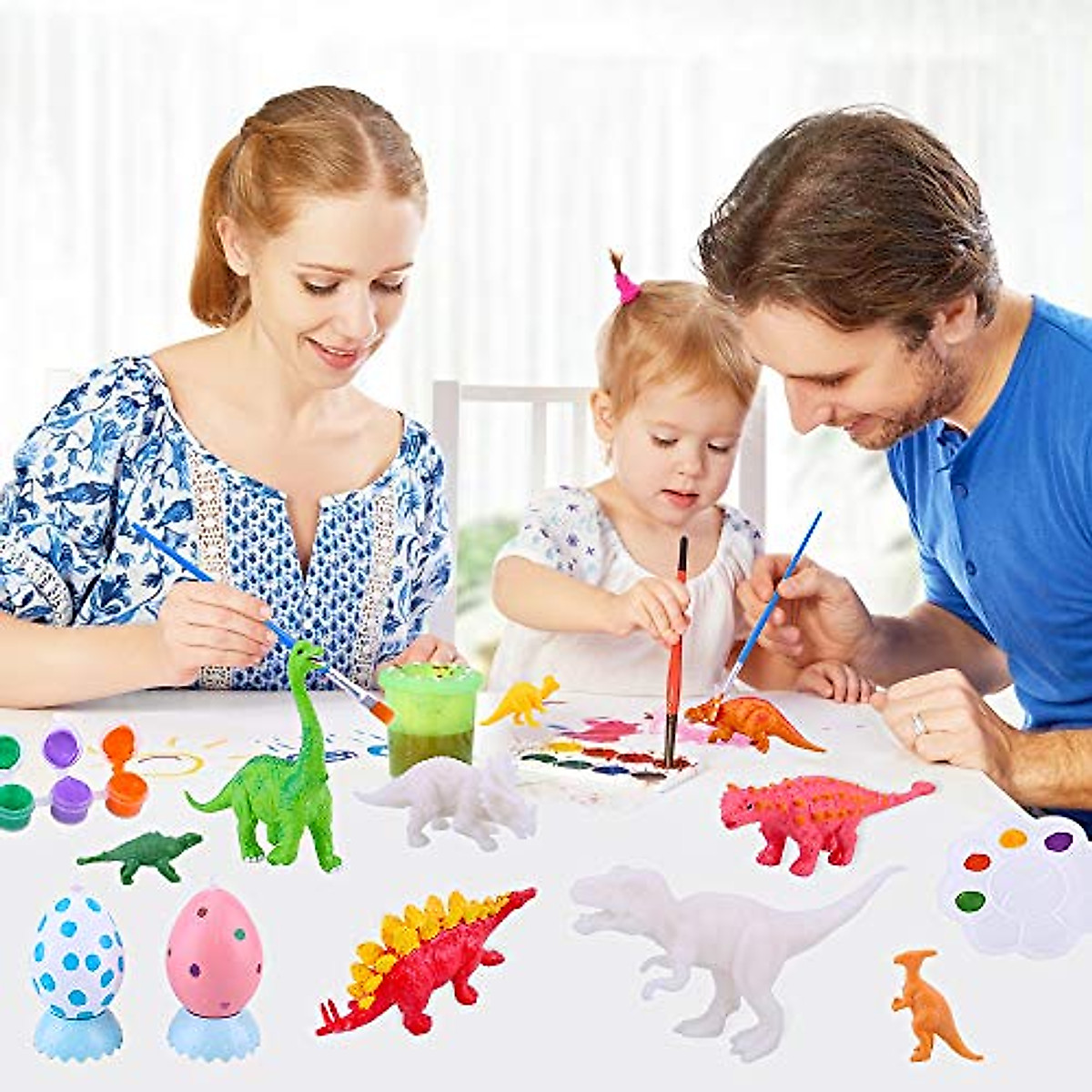 ANCHWN Dinosaur World Painting Kit - 35 Pcs Dinosaur Arts and Crafts Set for Boys Girls Age 4 5 6 7 8Years Old Kid Creativity DIY Gift Easter Paint Your Own Dinosaur Animal Set