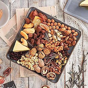 Stone + Lain Esmeralda Porcelain Dinnerware Set, Service for 4, 16 Pieces Square Grey Brushed Design