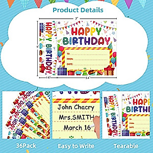 FaCraft 36PCS Happy Birthday Cupcakes Bookmark Awards,Birthday Bookmark Certificates for Students from Teacher,Birthday Awards Gifts for Kids Classroom Kindergarten Back to School Teacher Supplies