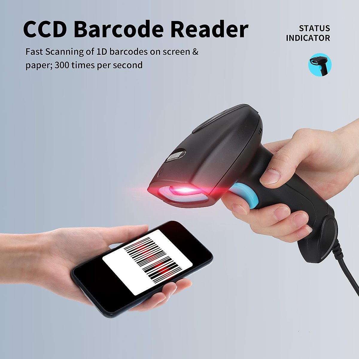 JIAN BOLAND Barcode Scanner USB 1D Wired CCD Barcode Reader Supports Screen Scan Bar Code Scanners for Store, Supermarket, Warehouse-U1