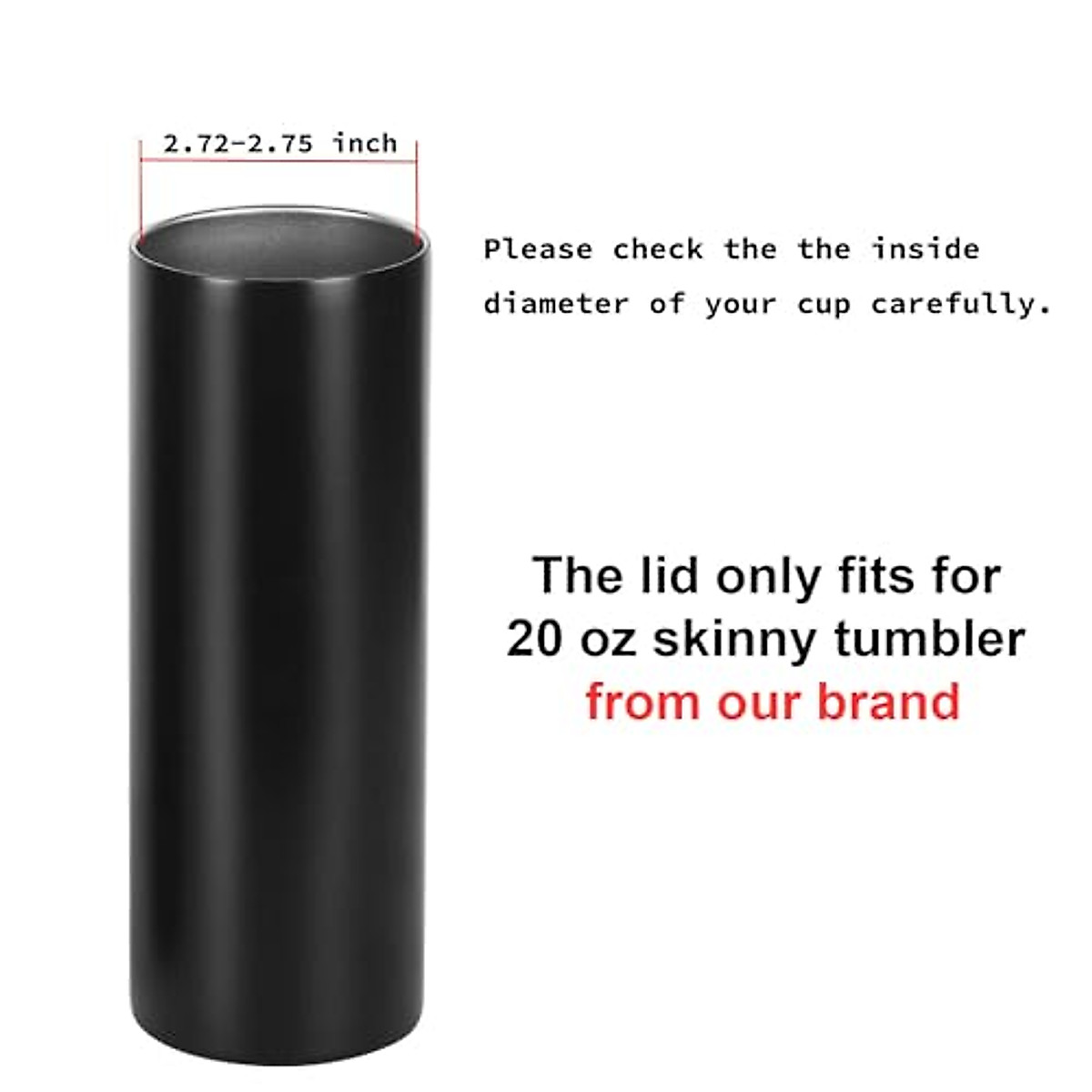 Wzaytia 2 Pack Replacement Lid for Skinny Tumblers 15 Oz 20 Oz, Fits for 2.7 Inch Inner Diameter, BPA Free Skinny Tumbler Lids