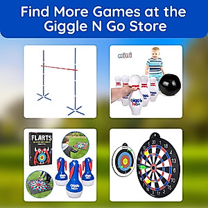 Giggle N Go Yard Games for Adults and Kids - Outdoor Polish Horseshoes Game Set for Backyard and Lawn with Frisbee, Bottle Stands, Poles and Storage Bag﻿, Easter Basket Stuffers Gifts for Kids.